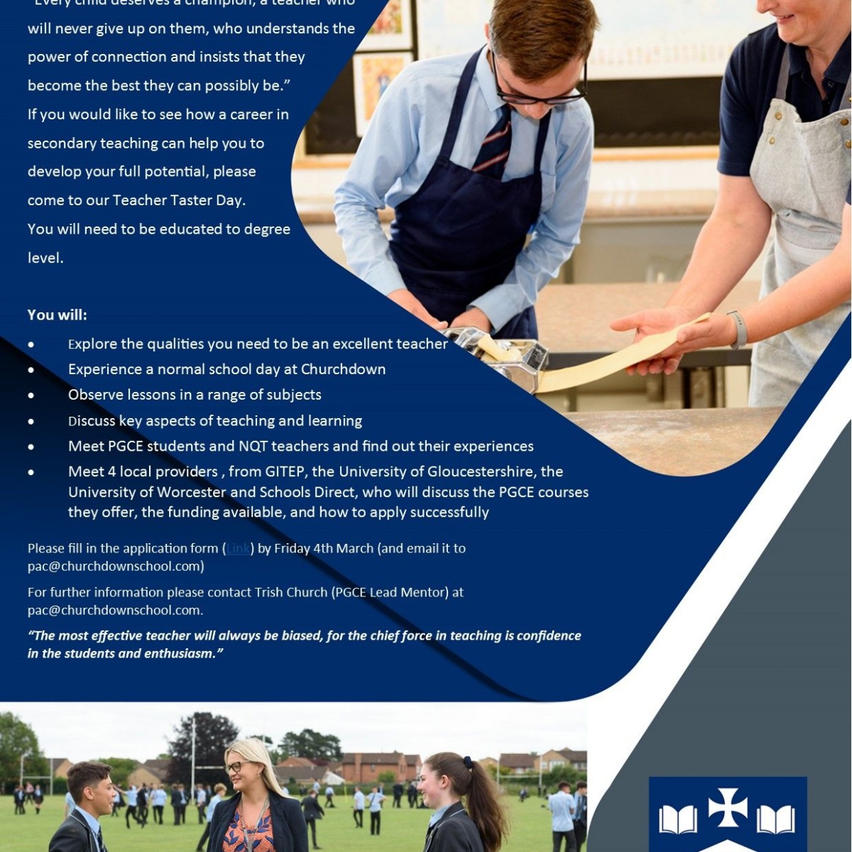 Churchdown School Academy. - Teacher Taster Day